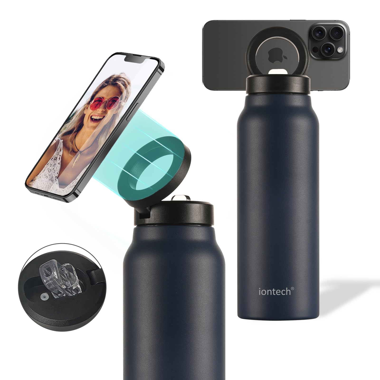 Amazon.com: Insulated Water Bottle with Magnetic Phone Holder ...