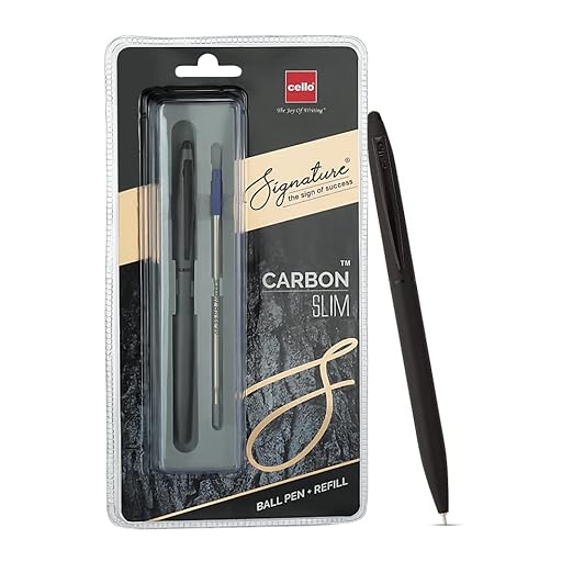Cello Signature Carbon Slim+Refill Pack | Blue Ink |1 Ball Pen + 1 ...
