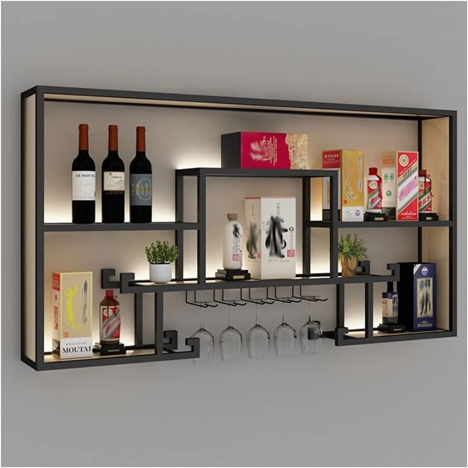 Amazon.com: Generic LED Bar Shelf Floating Lighted Shelves with Metal ...