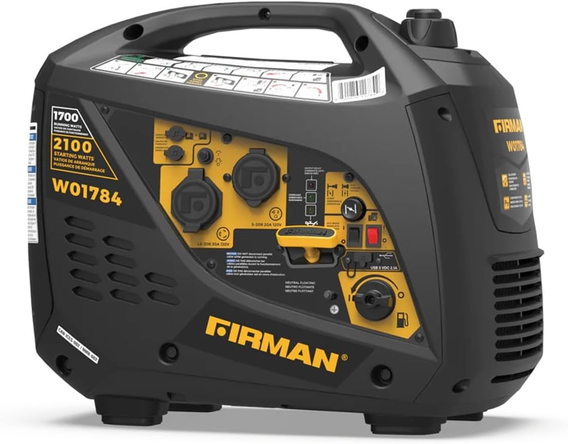 Firman W01784 Portable Generator, Gas, Recoil-Start With Parallel Kit ...