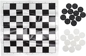Amazon.com: Keenso Checkers Set Stackable Black White Plastic Pieces ...