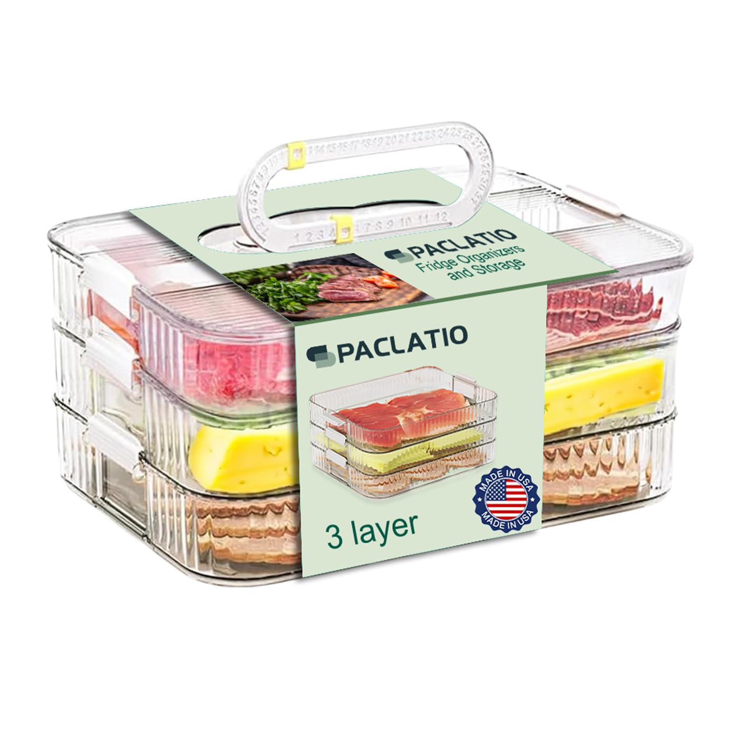 Amazon.com: spaclatio Deli Meat Container for Fridge, 3 Layer Lunch ...