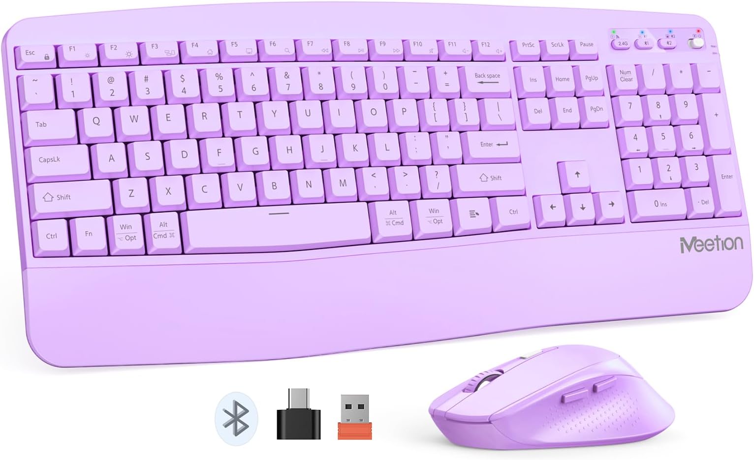 Amazon.com: Purple Wireless Keyboard and Mouse, MEETION Bluetooth ...