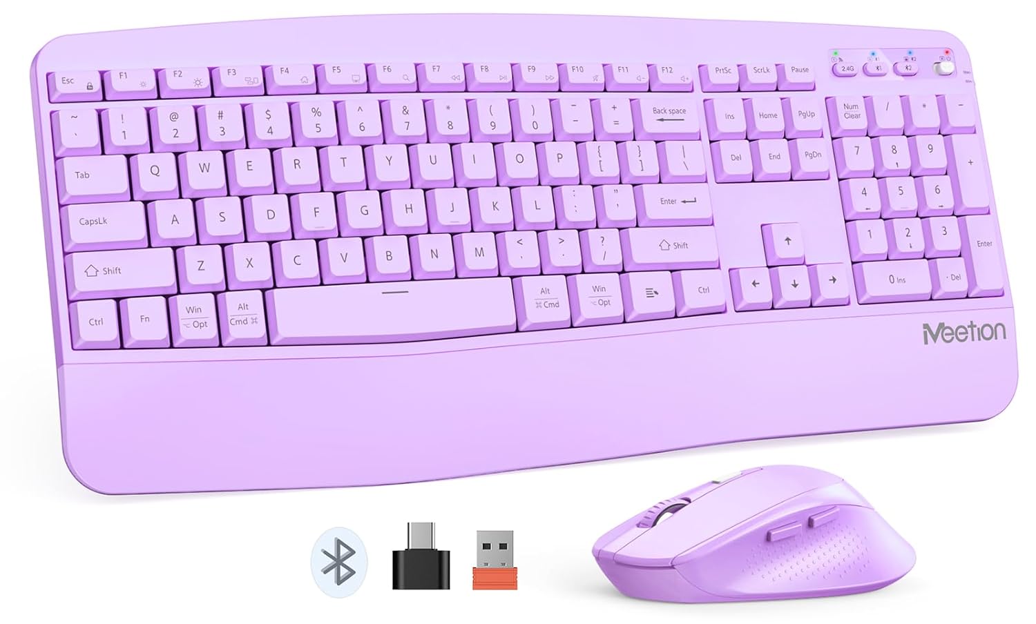 Amazon.in: Buy Purple Wireless Keyboard and Mouse, MEETION Bluetooth ...