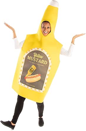 Amazon.com: Yellow Mustard Halloween Costume | Classic Condiment Funny ...