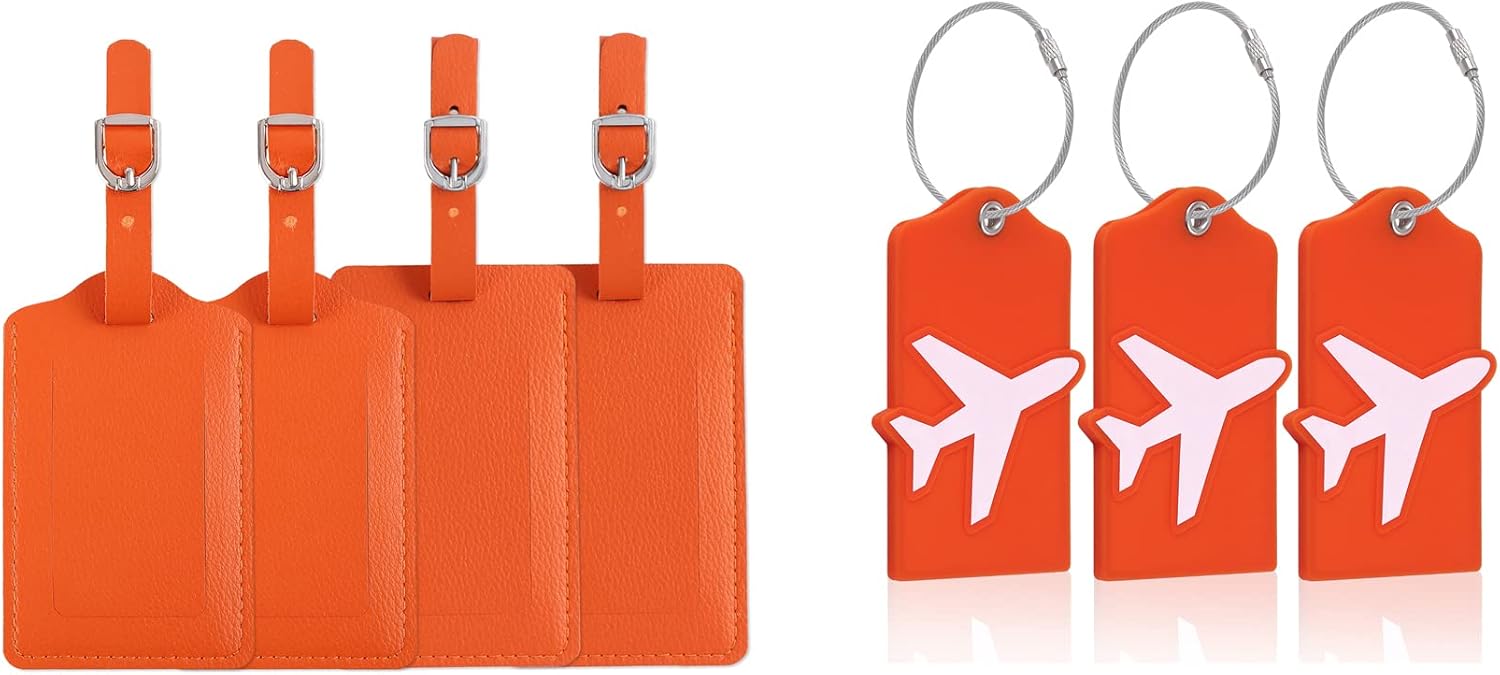 Amazon.com | Vigorport Luggage Tags with Name ID Card 4Pack Leather and ...