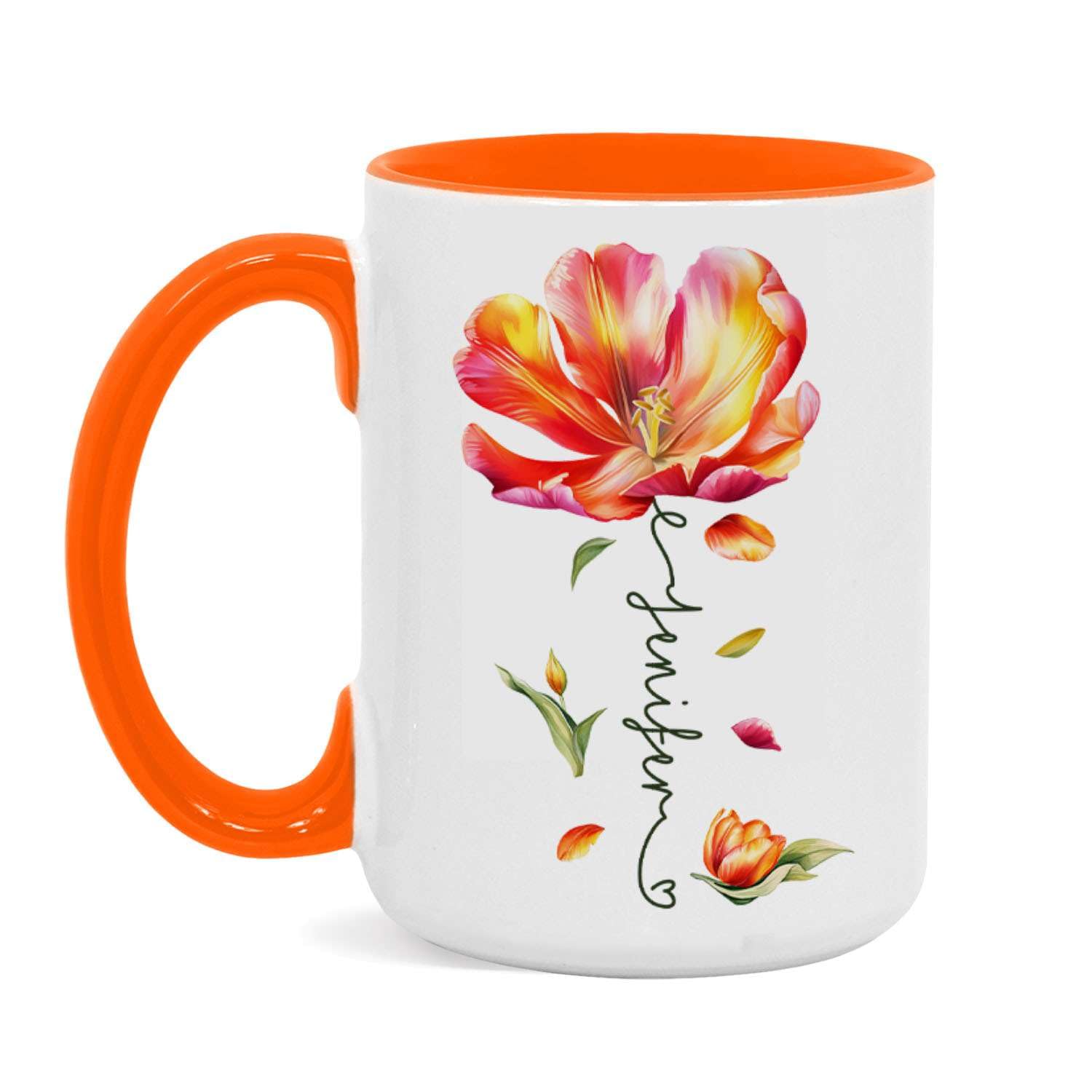 Amazon.com: Personalized Flower Blossom Decorative Mug, Custom Name On ...