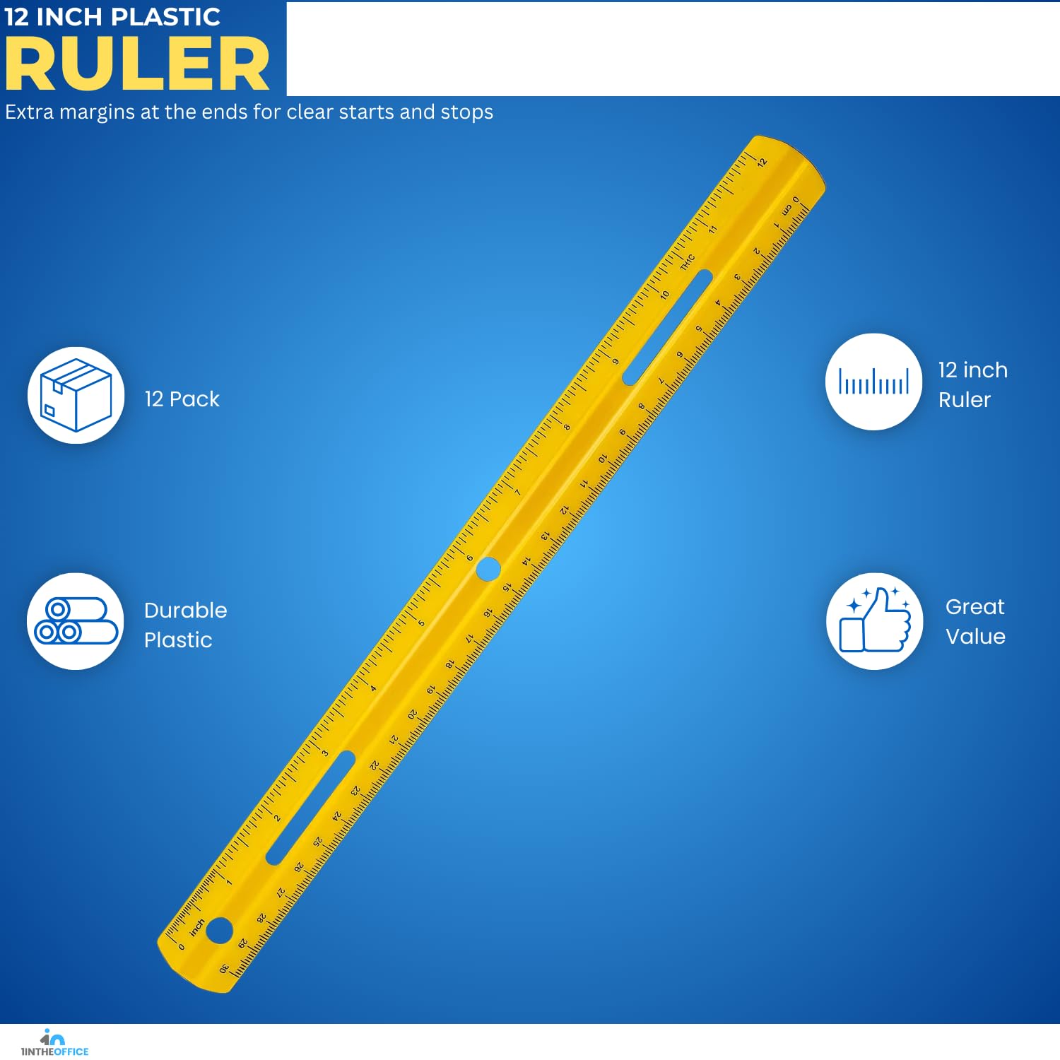Snapklik.com : 1InTheOffice Plastic Ruler 12 Inch, Metric Rulers