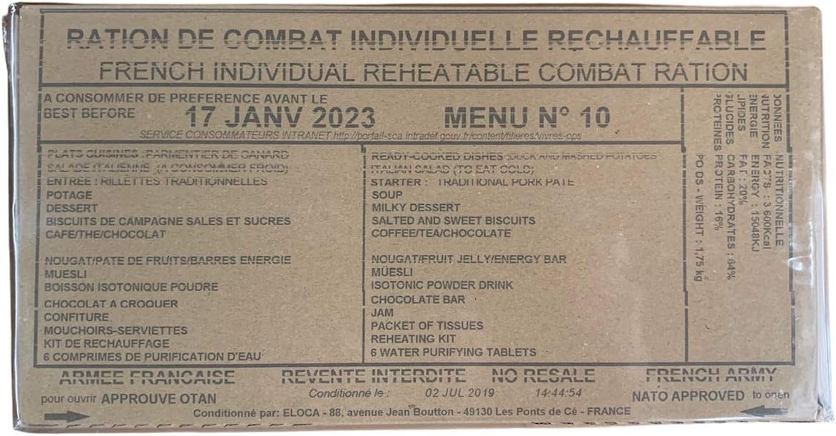 Amazon.com: New FRENCH MRE Army Ration Meal Ready To Eat Emergency Food ...