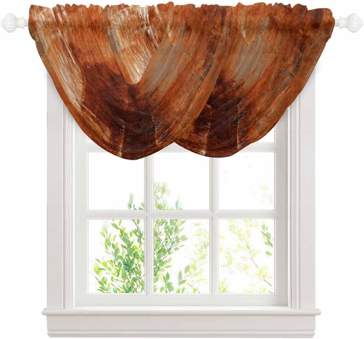 Amazon.com: Hokiten Burnt Orange Waterfall Valance Curtains for Window ...