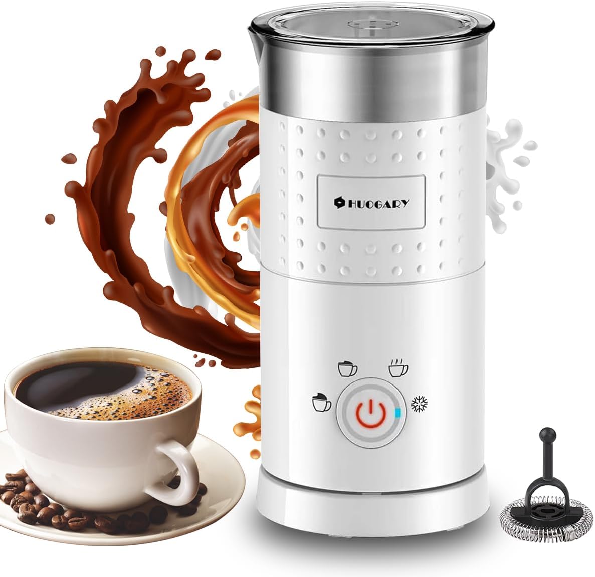 Amazon.com: YUSWKO Milk Frother,5-in-1 Electric Milk Steamer,21OZ/600ML ...