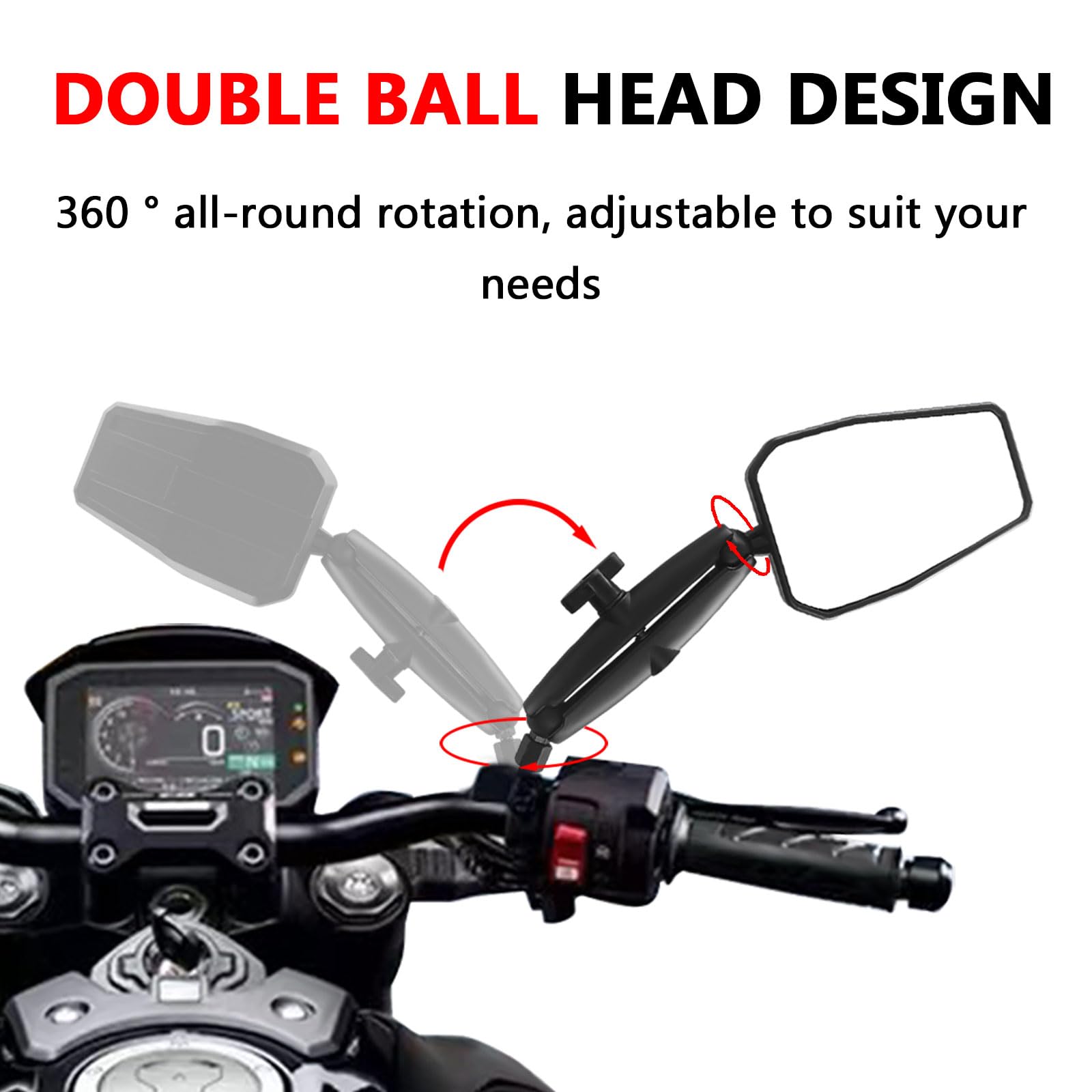 WENLICP Motorcycle Rear View Mirrors Universal Angle Adjustable ...