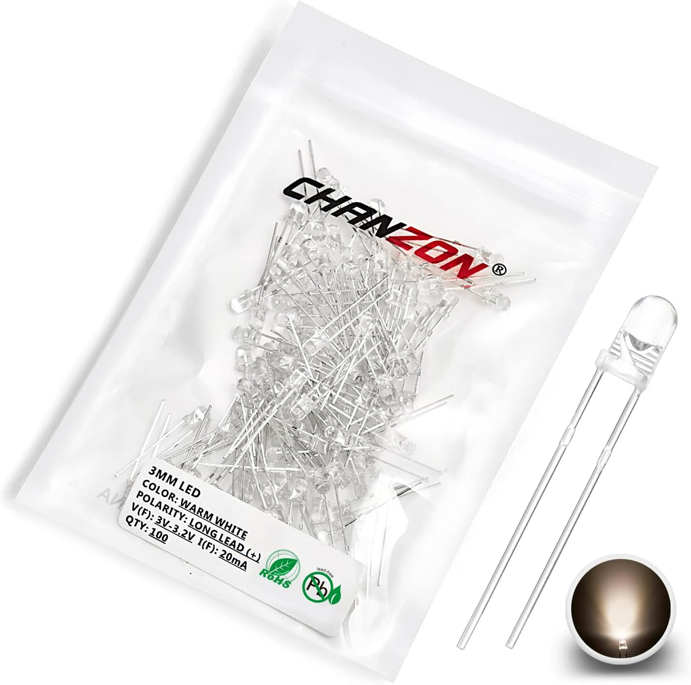 Akozon LED Leuchtdiode 500 stücke 3mm LED Licht Weiß Gelb Rot Blau Grün ...