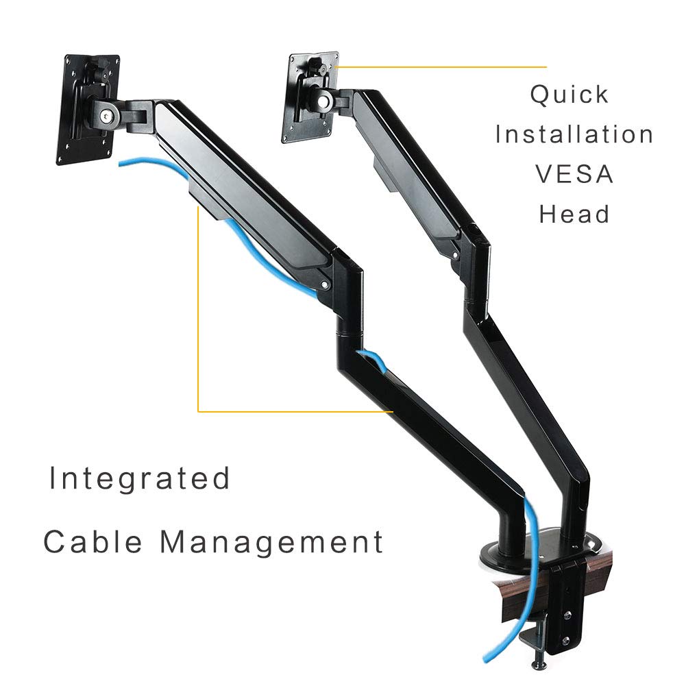 Buy Dual Monitor Mount Stand - Articulating Gas Spring Monitor Arm ...