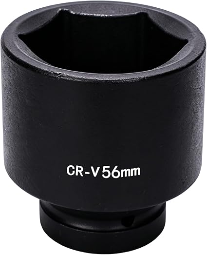1 Inch Hex Drive Impact Socket, 56mm 6-Point Metric CR-V Steel Black ...