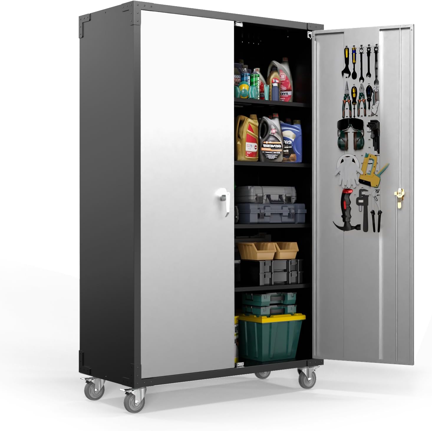 Amazon.com: Waqiv Metal Storage Cabinet with Wheels,71" Tall Garage ...