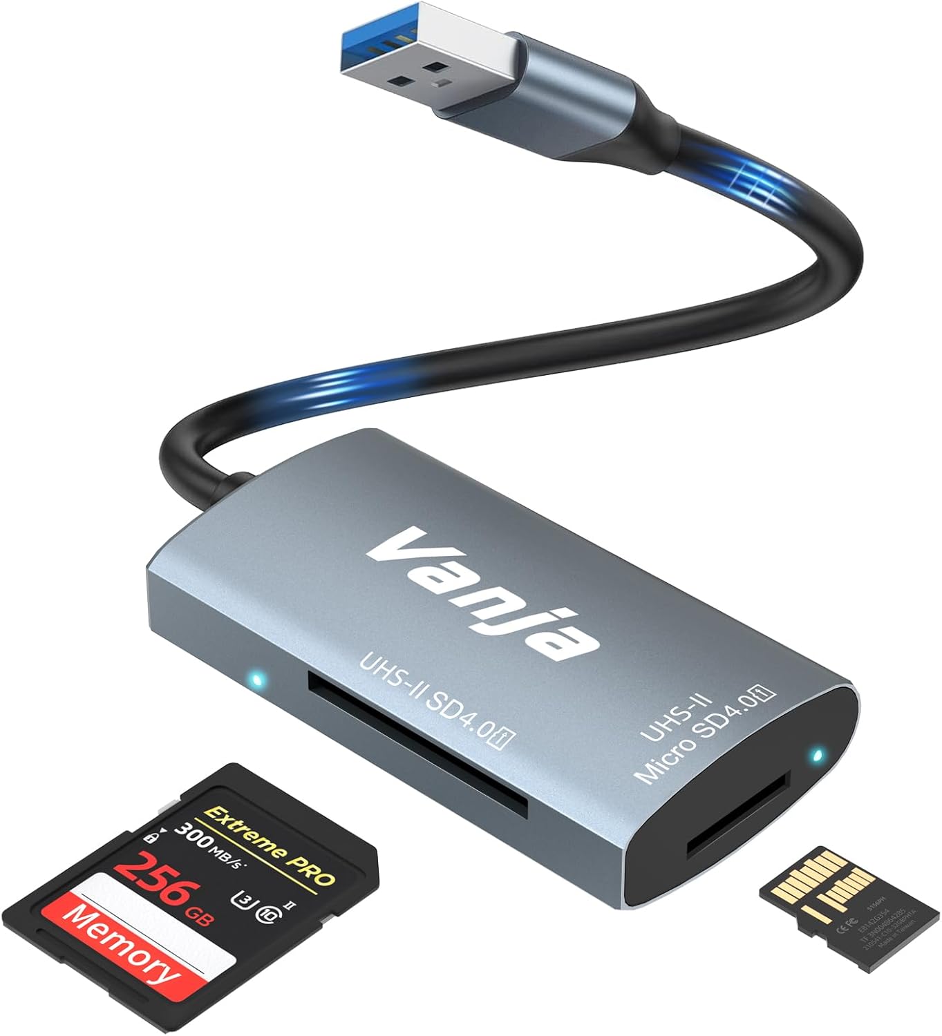 Amazon.com: Vanja SD 4.0 Card Reader, 2 in 1 Memory Card Reader SD Card ...