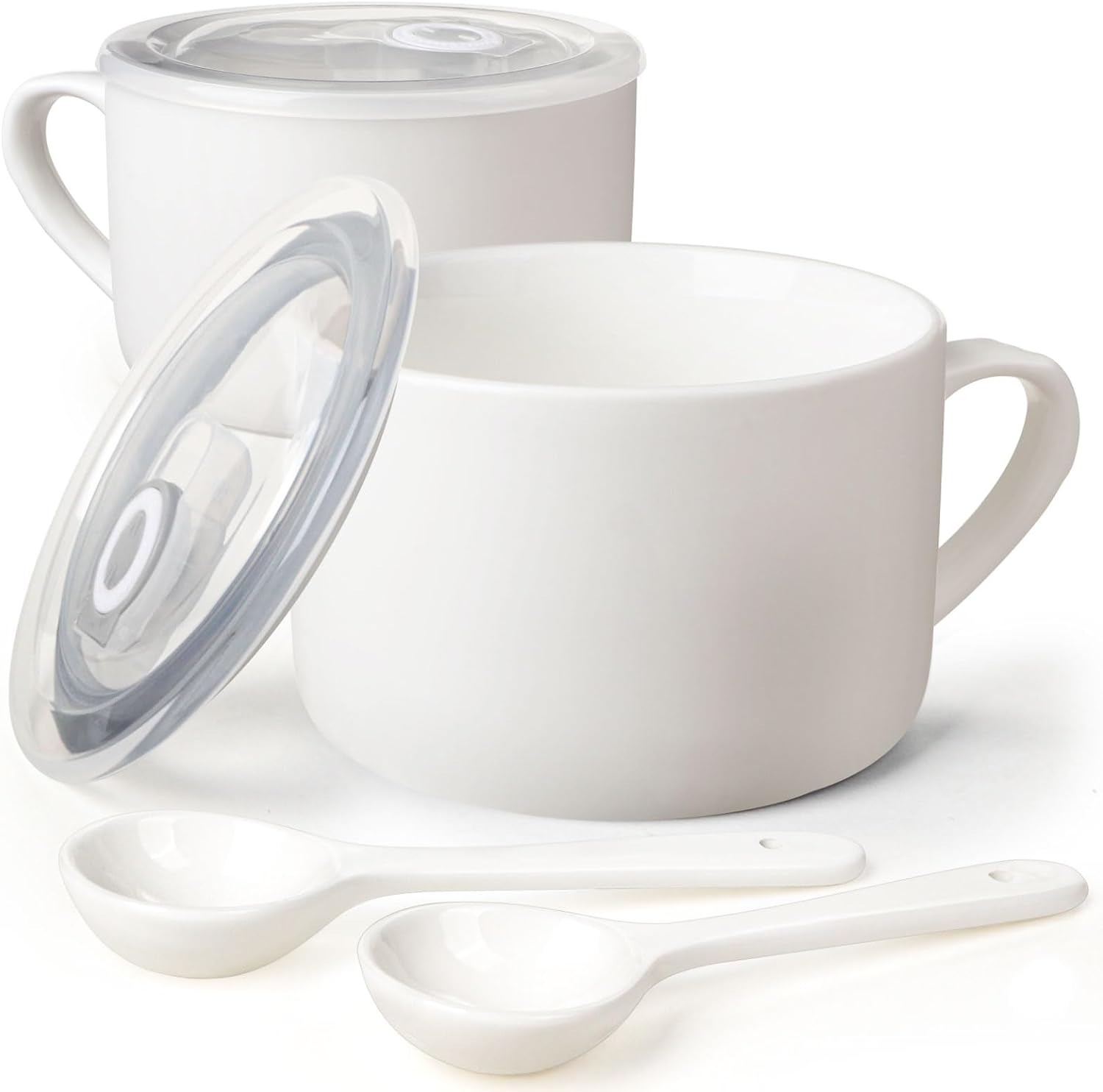 Amazon.com | Wareland Soup Bowls with Handles & Spoons, 30oz Ceramic ...