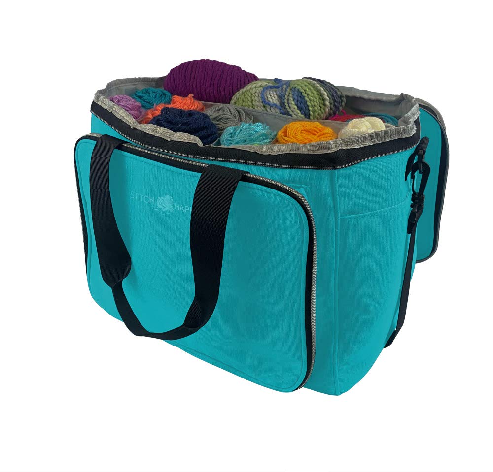 Amazon.com: Stitch Happy Yarn Tote (Peacock) Large Yarn Bag, Crochet ...