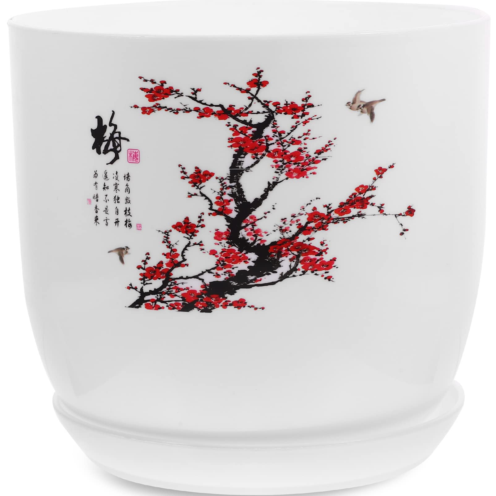Amazon.com: GANAZONO Chinese Flower Pot with Saucers Drainage Hole ...