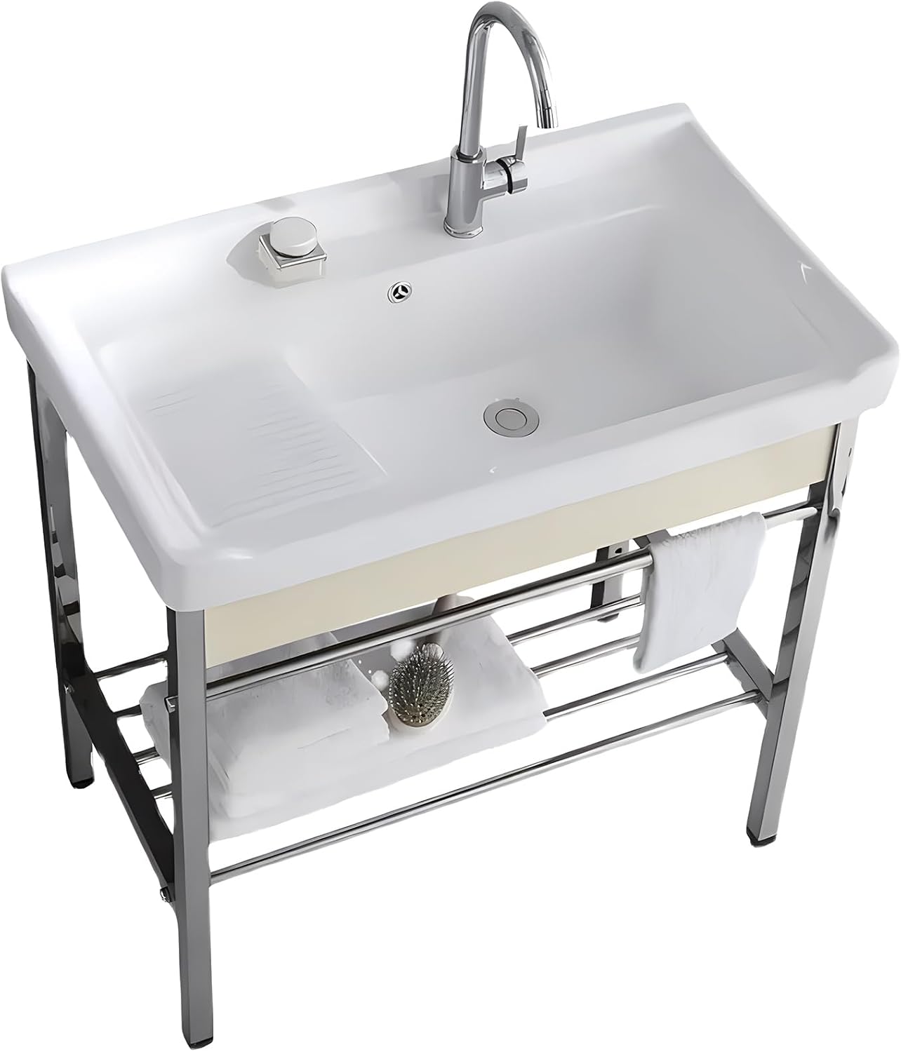 Amazon.com: SUZEPER Freestanding Ceramic Utility Sink,Wash Basin Sinks ...
