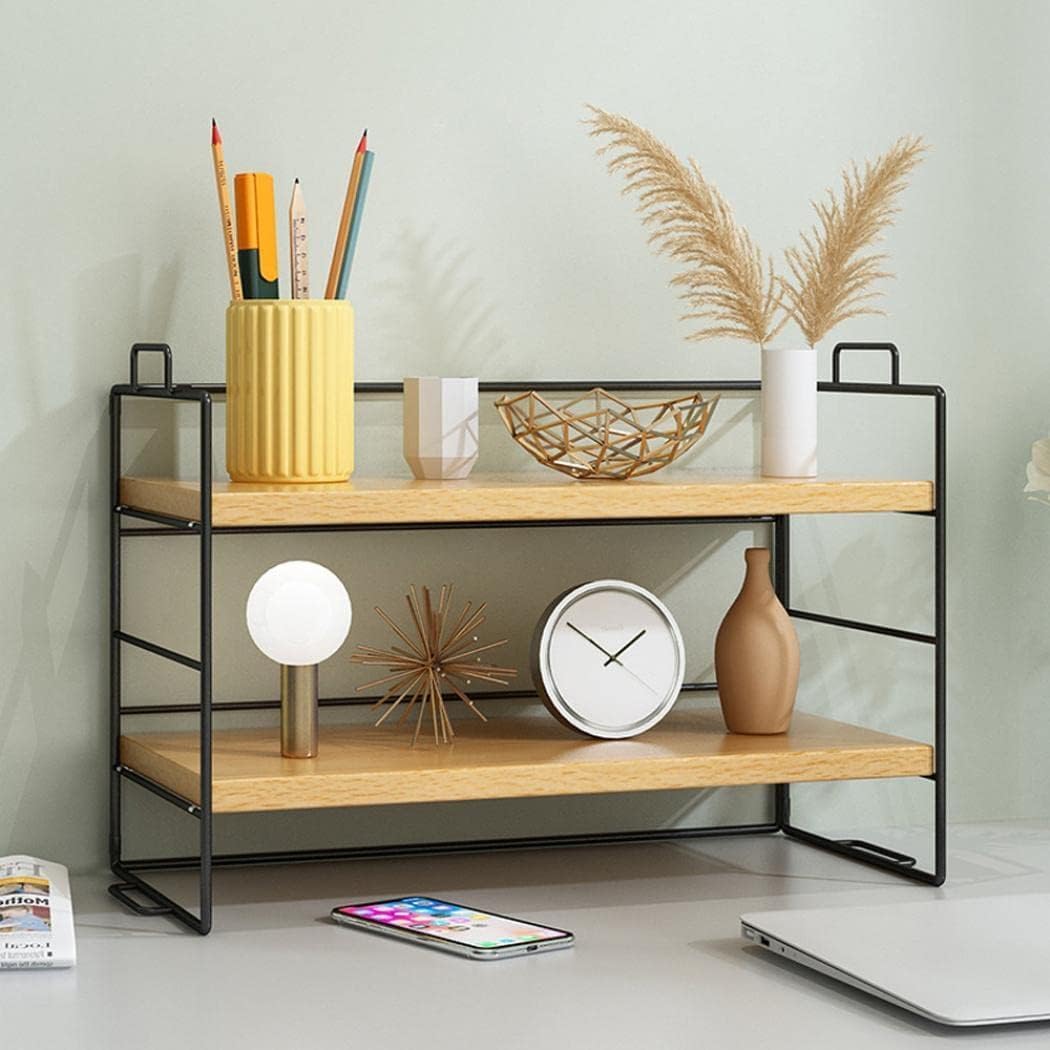 Amazon.com: Desktop Organizer Shelf，Adjustable 2-Tier Organizer Storage ...