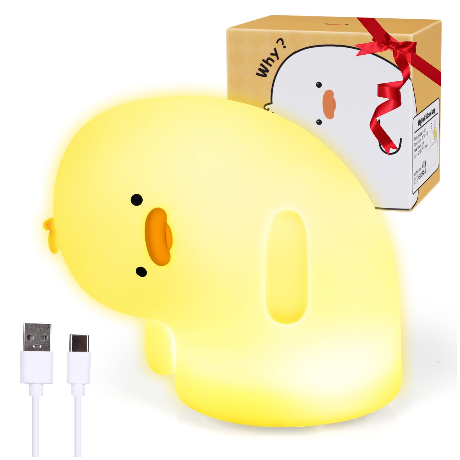 Fullove Kids Night Light Gifts, Baby Cute Soft Silicone Bedroom Duck ...