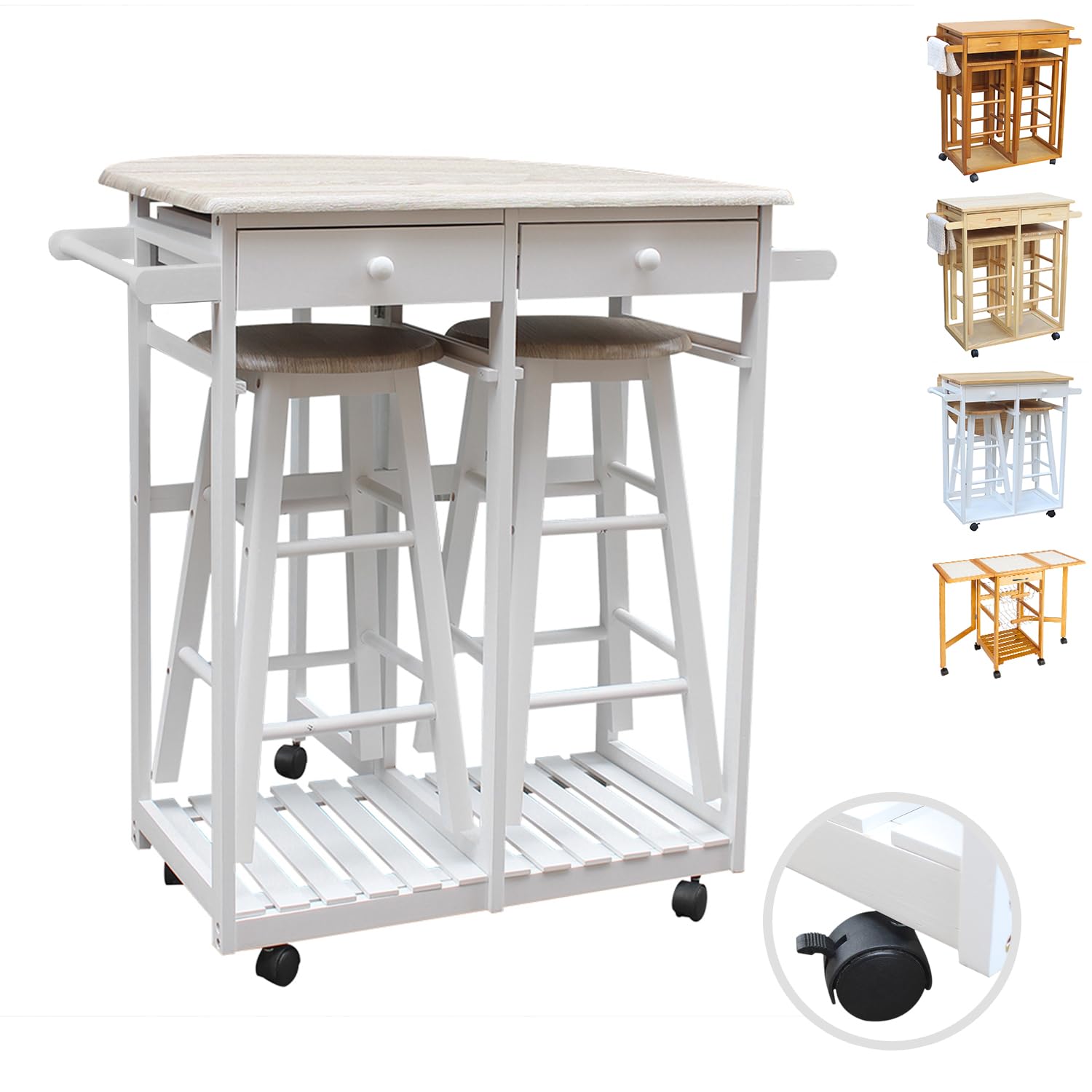 Amazon.com - sheeroy 3 PCS Mobile Drop Leaf Tables for Small Spaces ...