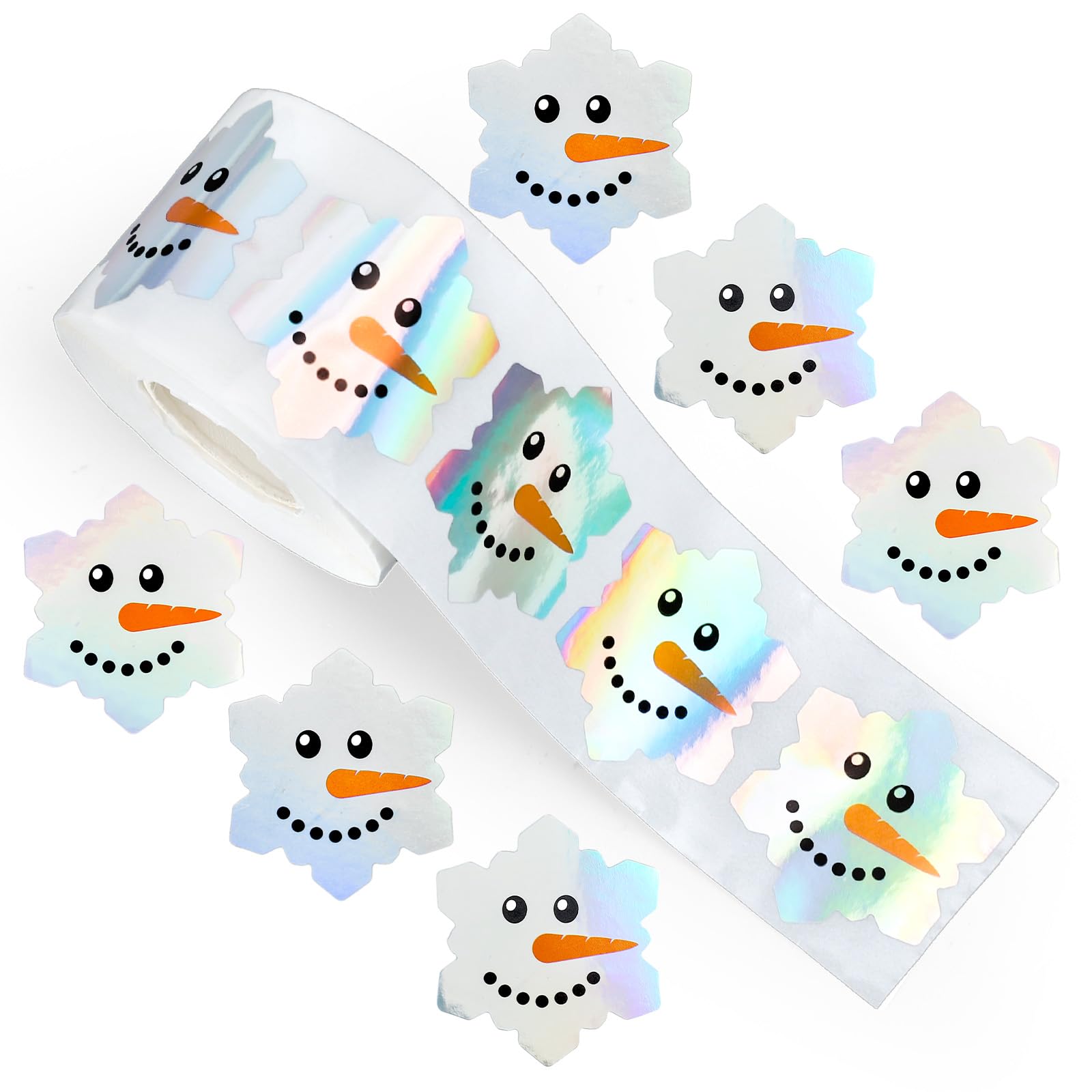 Amazon.com: Whaline Christmas Snowman Face Stickers Roll Snowflake ...