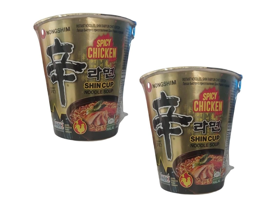 Nongshim Shin Ramyun Cup Spicy Chicken 68gmX2Pcs (imported) (Pack of 2 ...