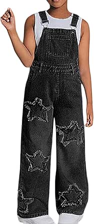 Amazon.com: Girls Denim Bib Overalls Kids Straight Leg Jeans Jumpsuit ...