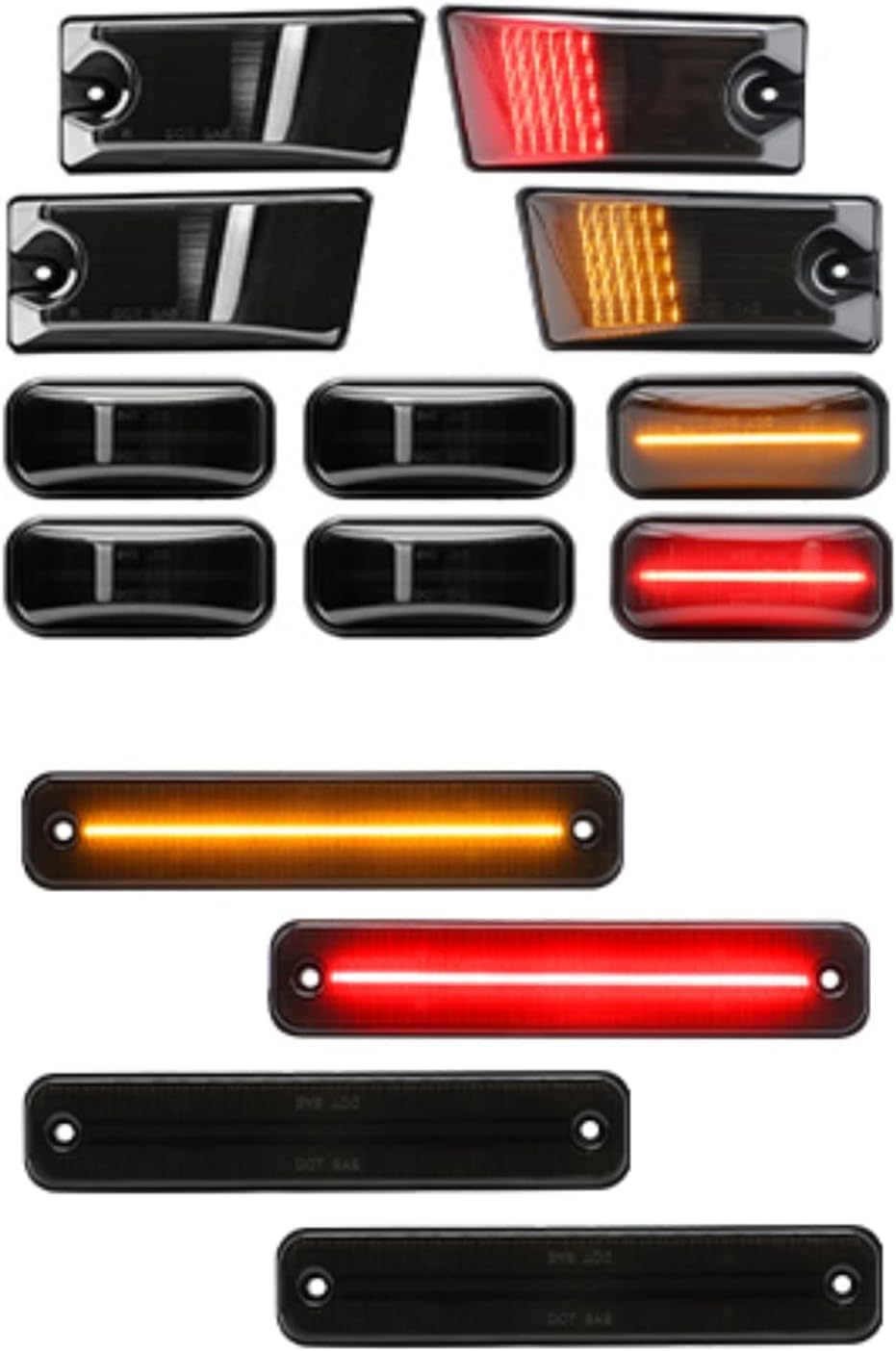 Amazon.com: MASO 14pcs Smoked Lens LED Cab Roof Running Light Side ...