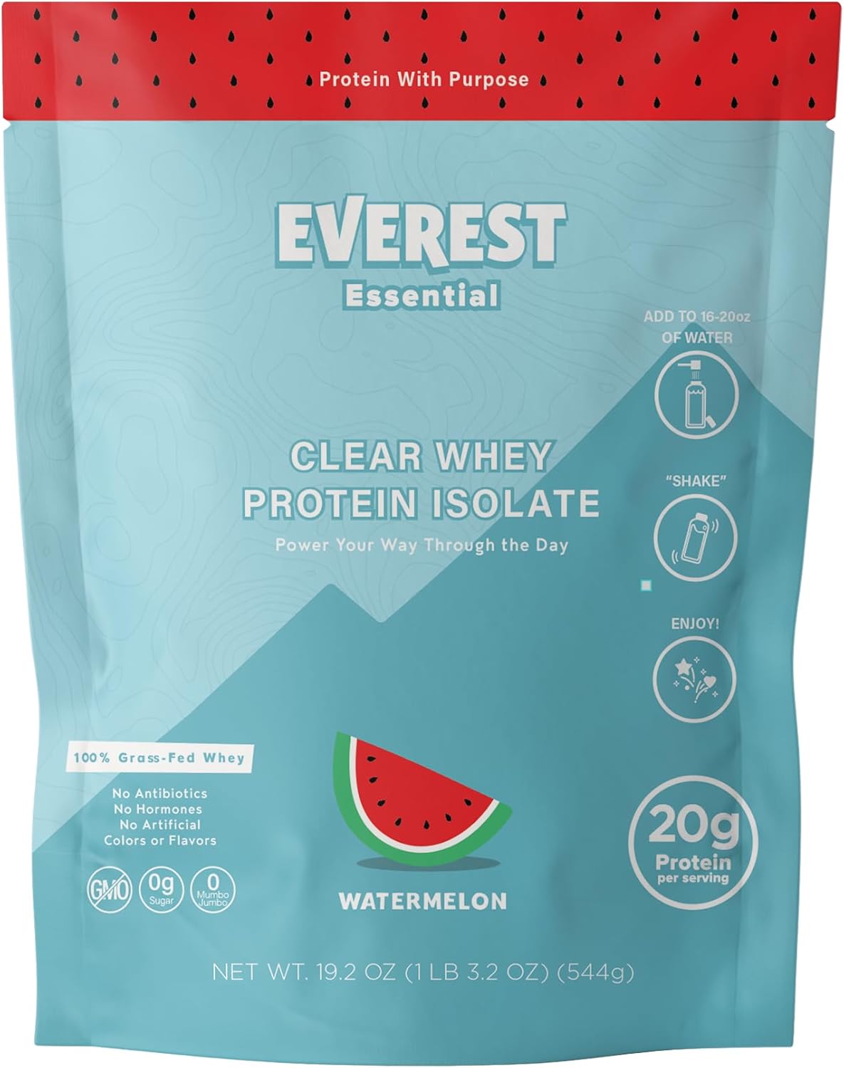 Amazon.com: Everest Essential, 100% Grass-Fed Protein Powder (20 Servings), Watermelon, Zero ...