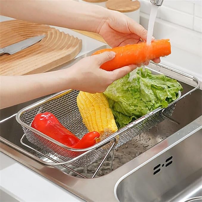 Jay Ambe Traders Kitchen Stainless Steel Over The Sink Colander Sink ...