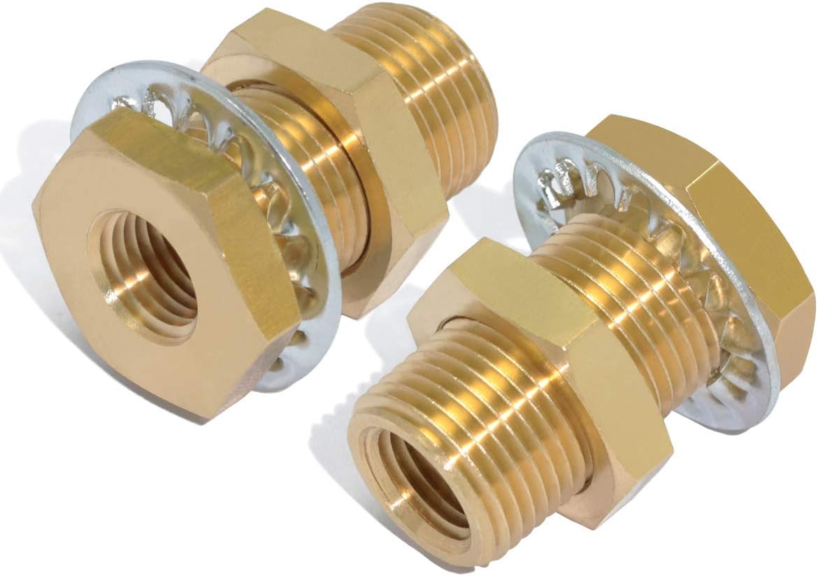 Amazon.com: KOOTNAS 2-Pack Solid Brass Bulkhead Fittings, 1/4 NPT Taper ...