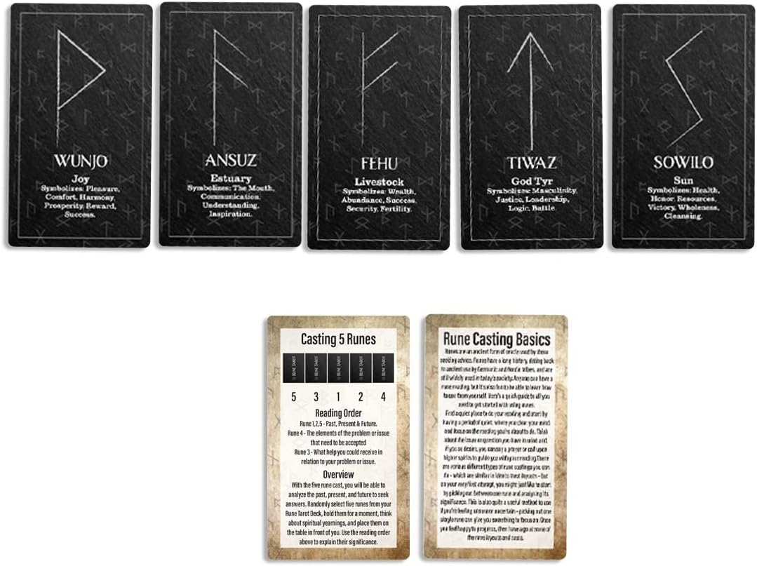 Viking Rune Tarot Deck with Instructions & Box – 22 Cards Complete Full ...