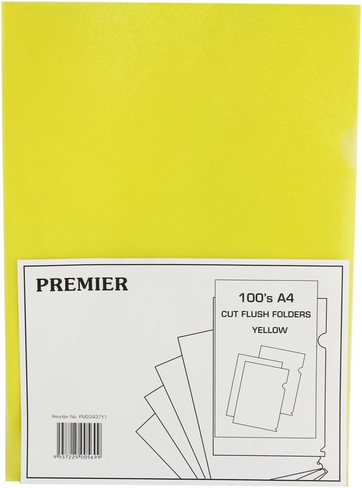 White Box A4 Cut Flush Folder - Yellow (Pack of 100) : Amazon.co.uk ...