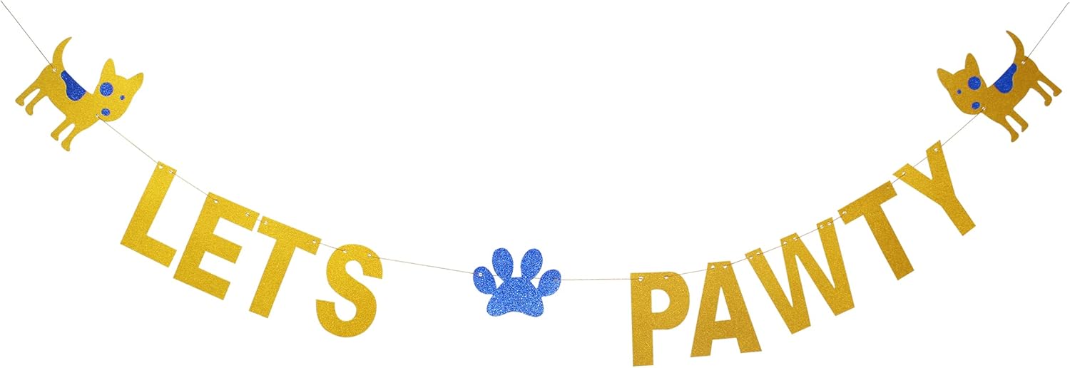 Amazon.com: Let's Pawty Cat Dog Birthday Party Supplies, Pawty Time ...