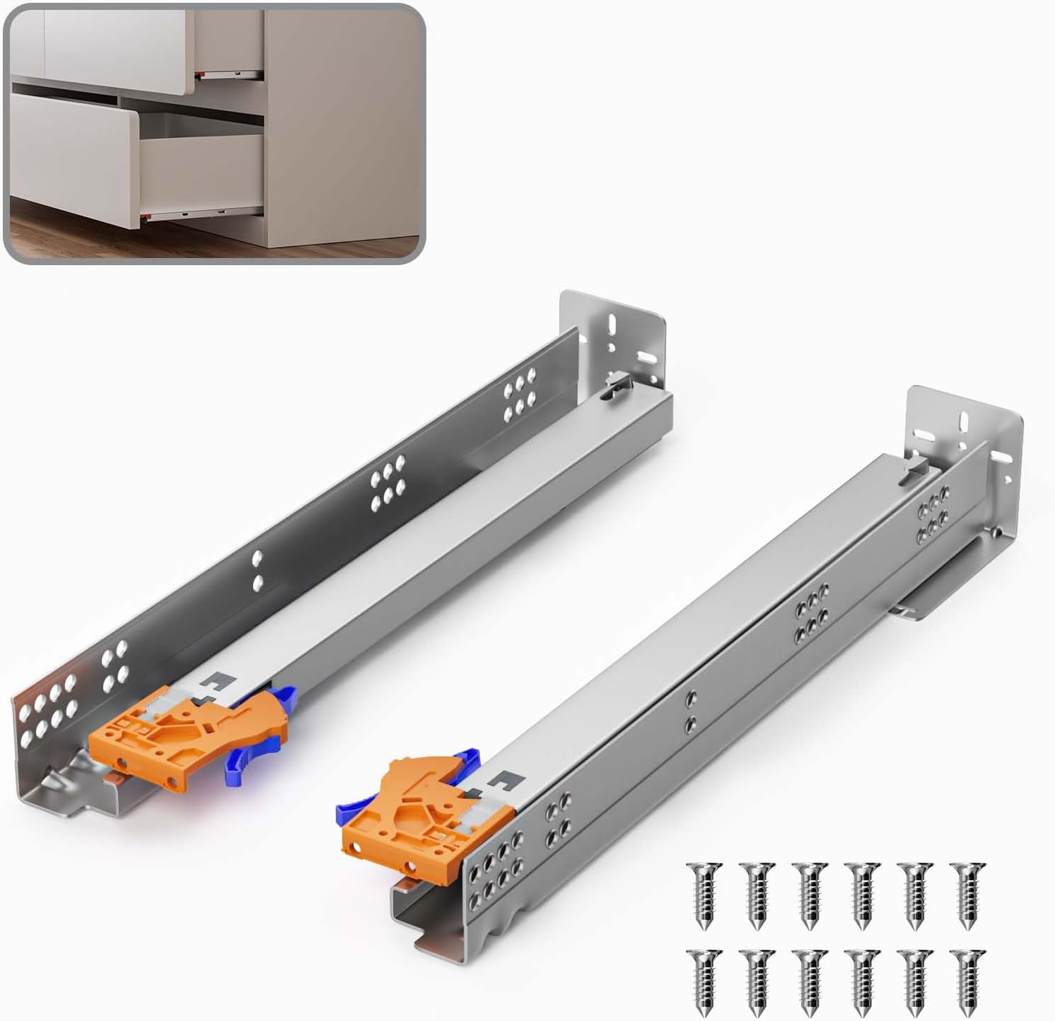 SIGOEI 24 Inch Bottom Mount Soft Close Drawer Slides Full Extension ...