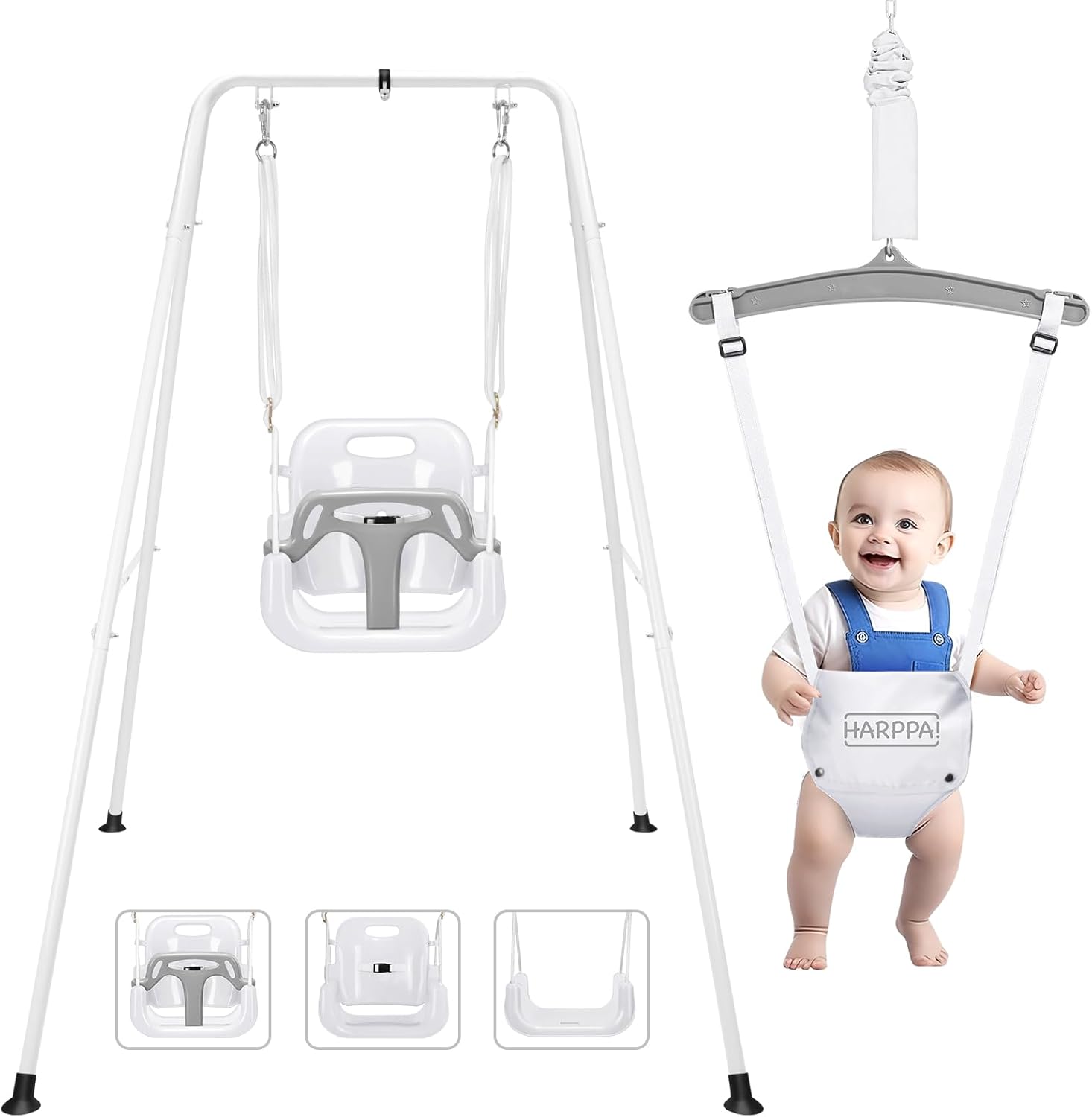 Amazon.com: HARPPA 2 in 1 Toddler Swing Set, Foldable Kids Swing & Baby ...