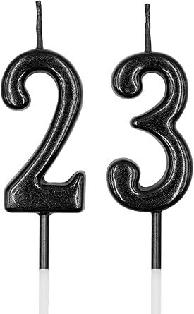 Amazon.com: 23rd & 32nd Birthday Candles, Black Number 23 32 Candle for ...