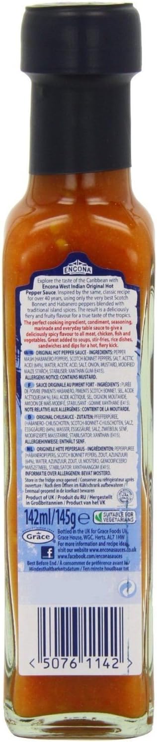 Encona - Extra Hot Pepper Sauce - 142ml : Amazon.co.uk: Grocery