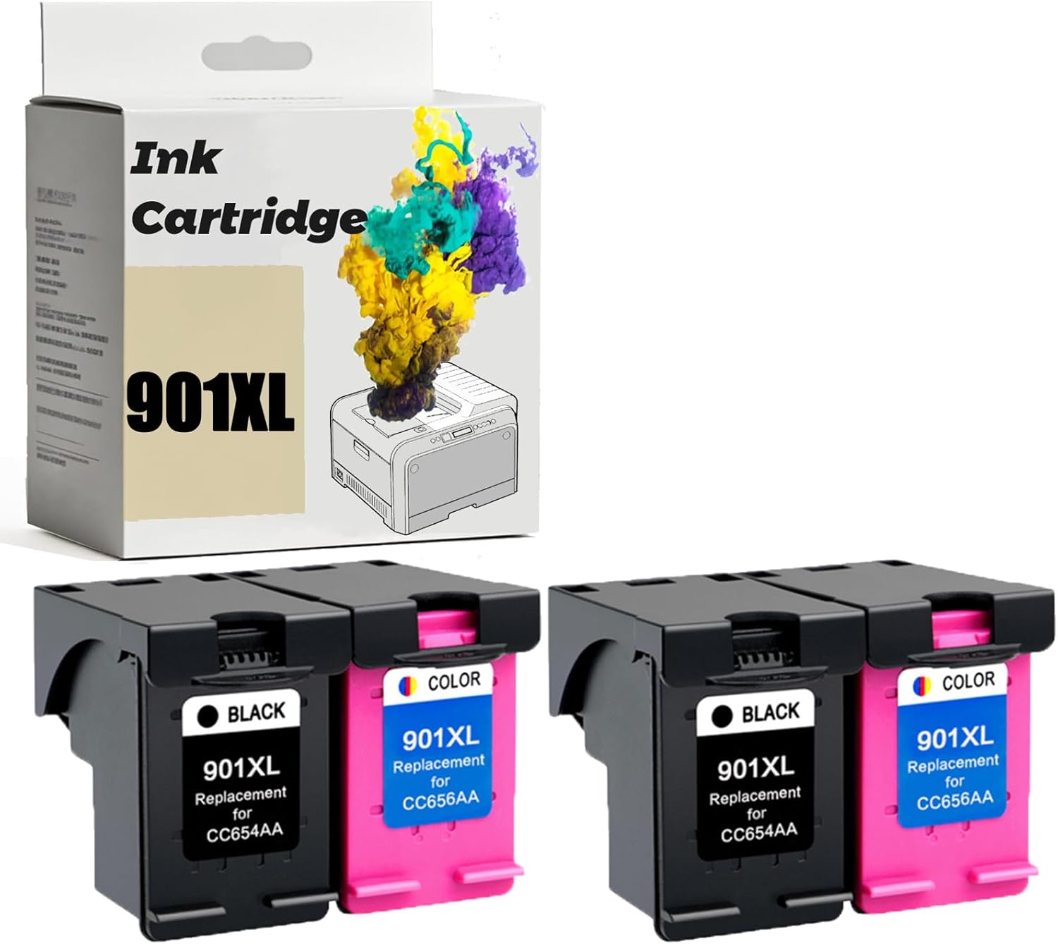 Amazon.com: GUOQUF 901XL Ink Cartridge Replacement Compatible for HP ...