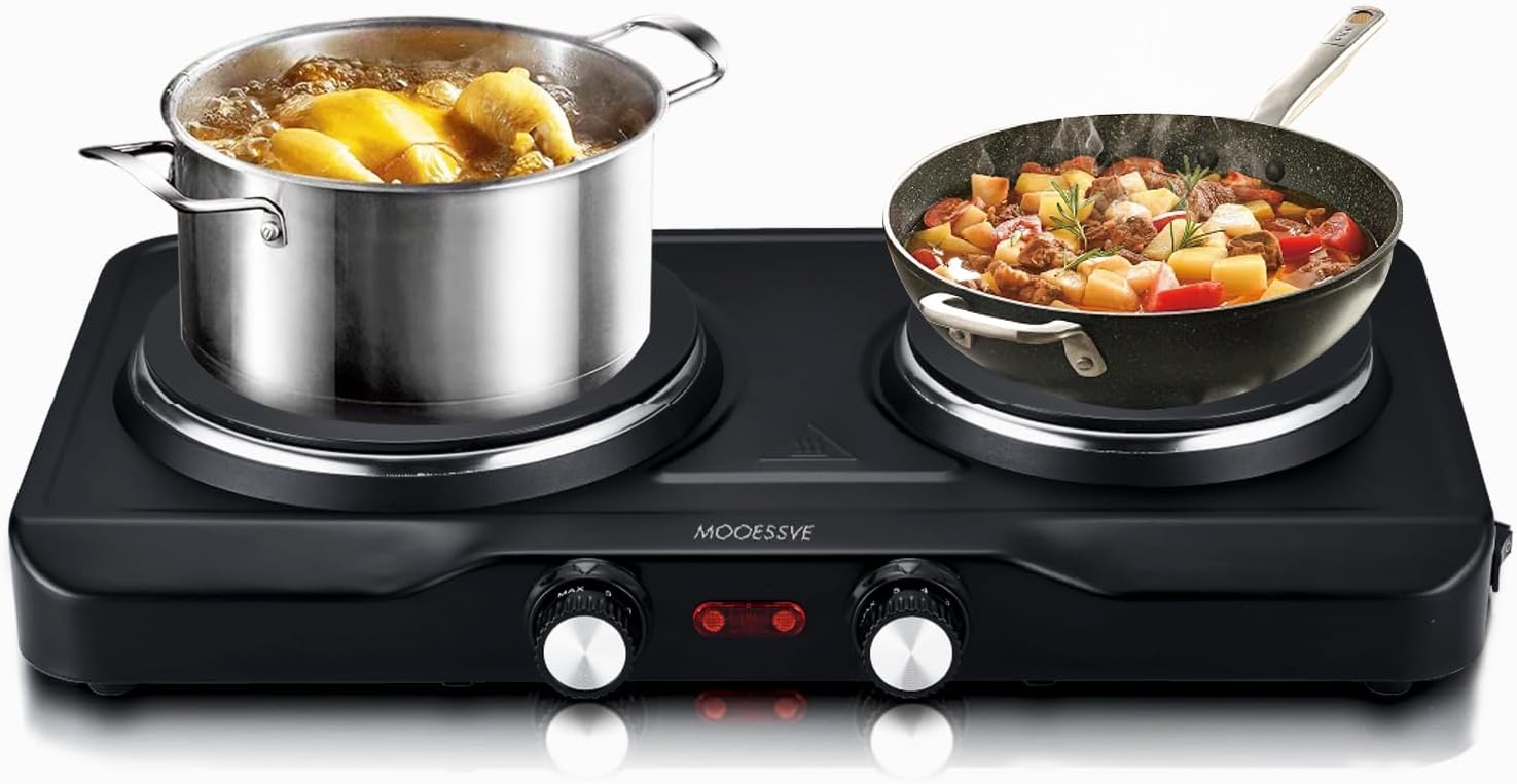 Amazon.com: 1800W Electric Hot Plate for Cooking, Double Burner with 7. ...