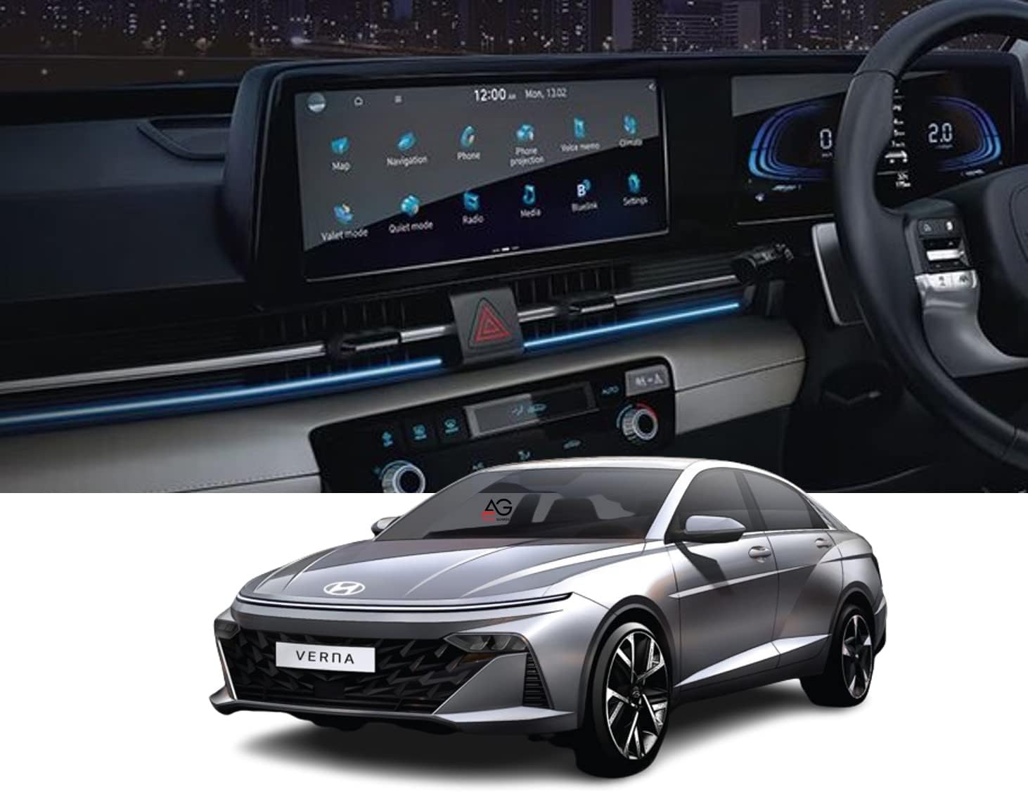 Andeal Guards Hyundai Verna 2023-10 INCH (INFOTAINMENT AND CLUSTER) Car ...