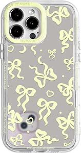 Amazon.com: NITITOP Compatible with iPhone 15 Pro Case Cute Mirror Bow Love Heart Pattern for ...