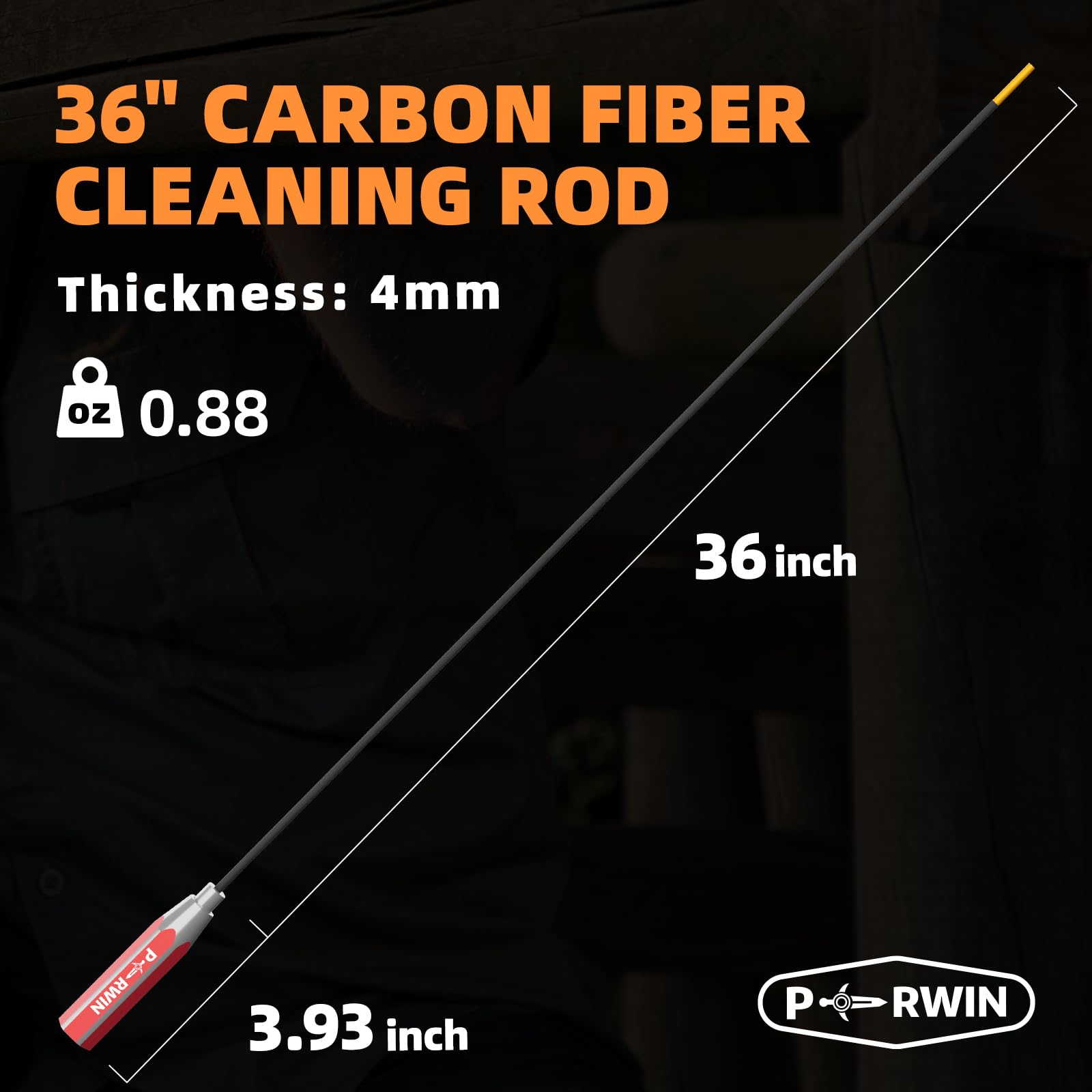 36" Gun Cleaning Rode, PERWIN 1 Piece Carbon Fiber Cleaning Rod with ...