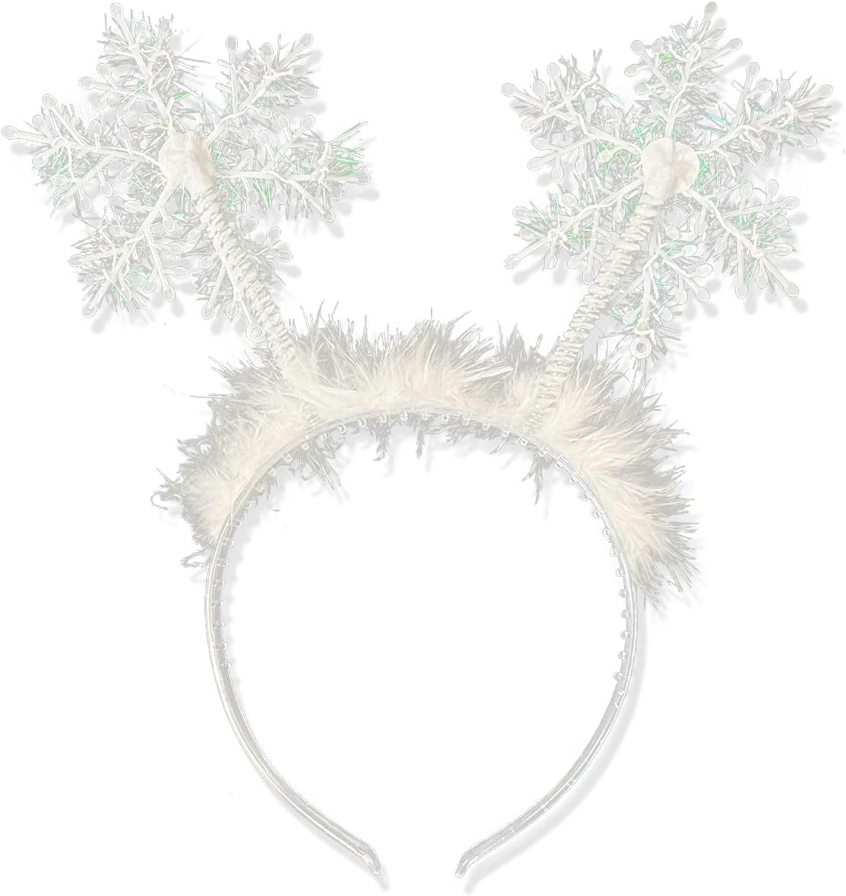 Amazon.com: Vsdski Snowflake Headband Christmas White Snowflake Feather ...