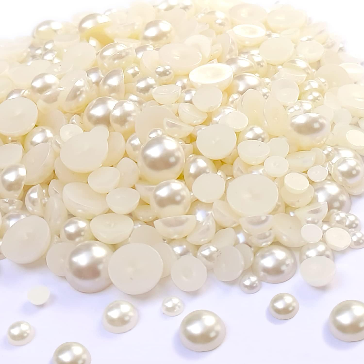 Amazon.com: 14mm Cabochon Faux Dome Round Pearl Flatback Half Pearl ...