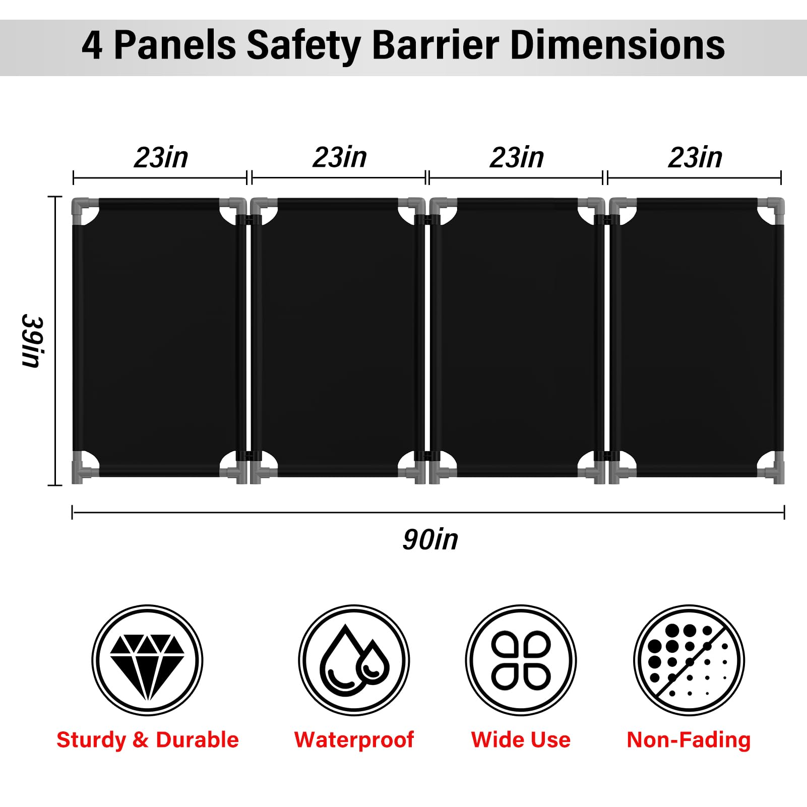 Snapklik.com : 4 Panels Safety Barricade,7.8FT Removable Foldable ...